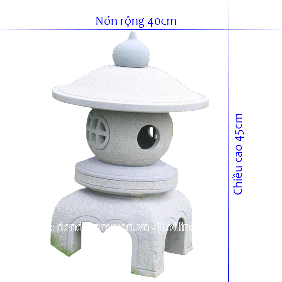 Đèn quả đào, chiều cao 45cm - Đèn đá sân vườn, đèn đá trang trí sân ...